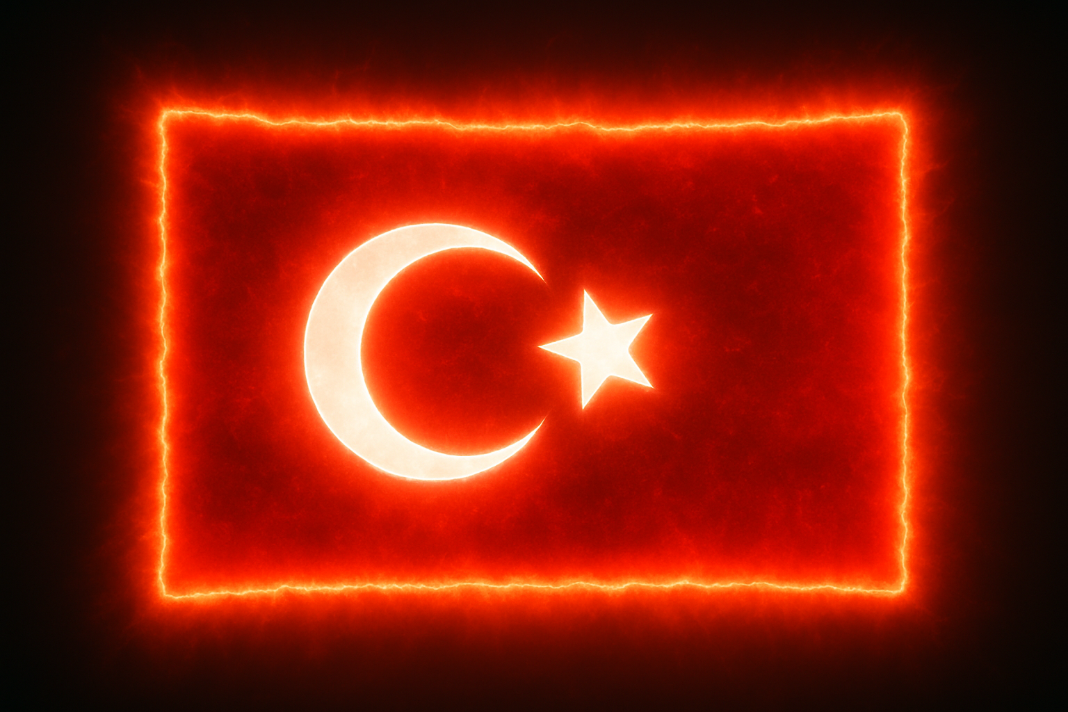 Turkey Turkish LED Glowing Flag - Illuminated Crescent Moon Star Flag ...